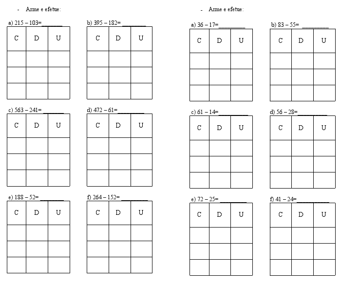 Atividades prontas de cálculos: adição e subtração para imprimir ...